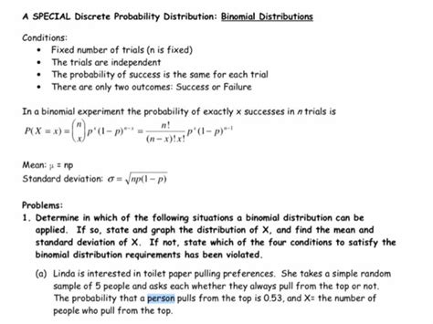 Solved A SPECIAL Discrete Probability Distribution Binomial Answer Transtutors