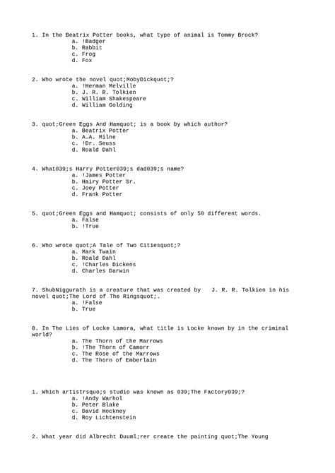 CSC172 Programming Project Winter 2022 1 In The Beatrix Potter Books