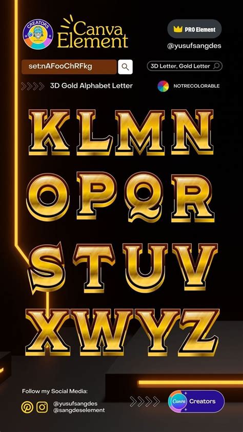 Canva Elements Keyword 3d Gold Alphabet Letters Lettering Alphabet Graphic Design Tutorials
