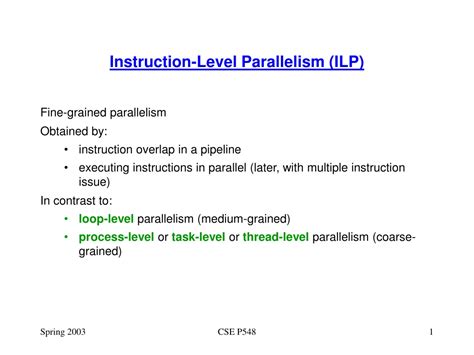 Ppt Maximizing Instruction Level Parallelism For Efficient Computing