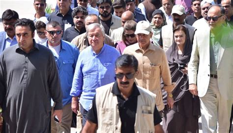 وزیراعظم اور انتونیو گوتریس کی سکھر آمد سیلاب سے متاثرہ علاقوں کا دورہ