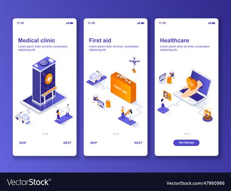 Medical Clinic Isometric Gui Design Kit Royalty Free Vector