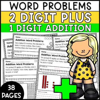 2 Digit Plus 1 Digit Addition Word Problems Within 100 TPT