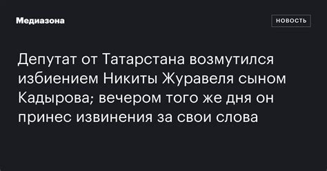 Депутат от Татарстана возмутился избиением Никиты Журавеля сыном Кадырова вечером того же дня