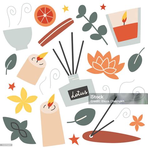아로마 테라피 컬렉션 손으로 그린 낙서 아이콘 세트 양초의 벡터 일러스트 레이 션 아로마 스틱 향기 디퓨저 개체 그룹에 대한 스톡 벡터 아트 및 기타 이미지 Istock