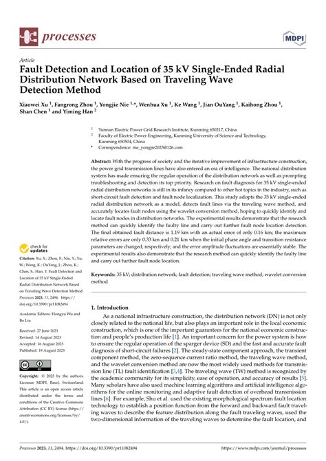 Pdf Fault Detection And Location Of 35 Kv Single Ended Radial Distribution Network Based On