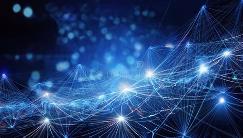 Dynamic Motion Of Glowing Nodes In Deep Blue Tones Creates Mesmerizing