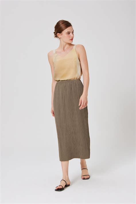 Pleated Column Midi Skirt Our Second Nature