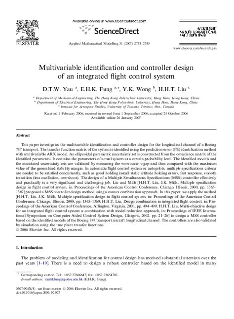 Pdf Multivariable Identification And Controller Design Of An