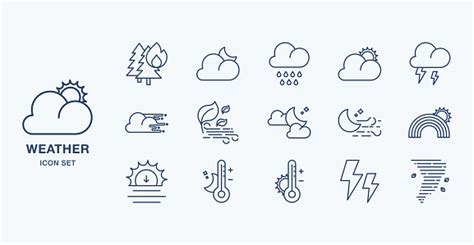 Weather Forecast Outline Icon Set Stock Illustration Download Image Now Rain Snow Weather