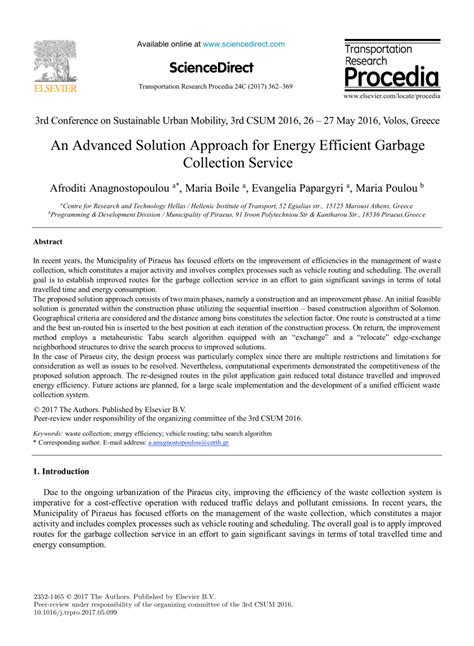 Pdf An Advanced Solution Approach For Energy Efficient Garbage