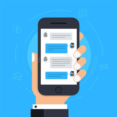 Man Chatting With Chat Bot On Smartphone Stock Vector Illustration Of Robot Artificial 263721153