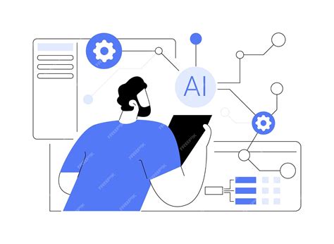 Ai 연구 과학자 추상 개념 벡터 그림 Ai 연구 과학자는 빅 데이터 추상 은유를 사용하여 작업하는 기계 학습 컴퓨터 엔지니어 It 기술을 다루고 있습니다 프리미엄 벡터