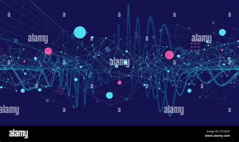 Vector Abstract Background With A Wireframe Dynamic Pipes Line And Particles Plexus Effect