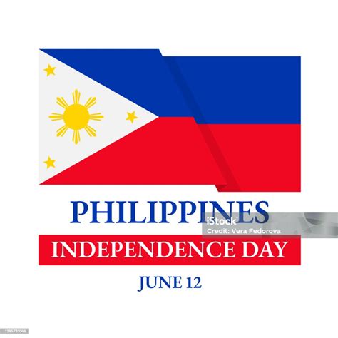 필리핀 독립 기념일 타이포그래피 포스터 깃발 국경일은 6 월 12 일에 축하됩니다 벡터 템플릿 배너 인사말 카드 전단지 등 12에 대한 스톡 벡터 아트 및 기타 이미지