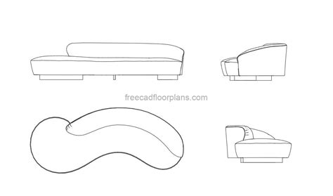 Curved Sofa Cad Block Baci Living Room