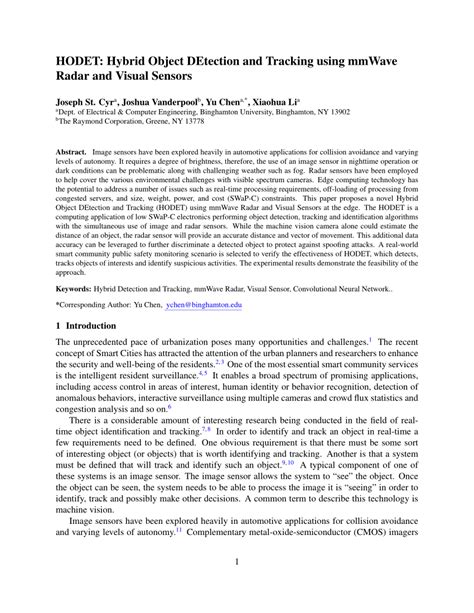PDF HODET Hybrid Object Detection And Tracking Using MmWave Radar