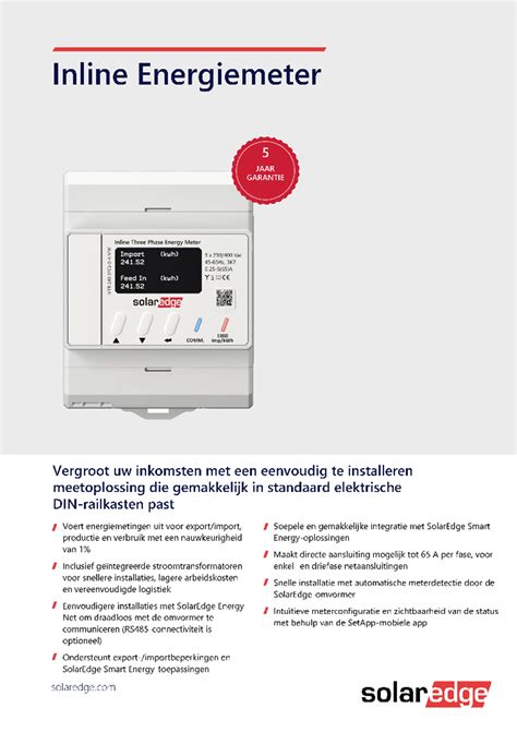 Solaredge Inline Energiezähler Mit Energy Net 1ph 3ph 230 400v 65
