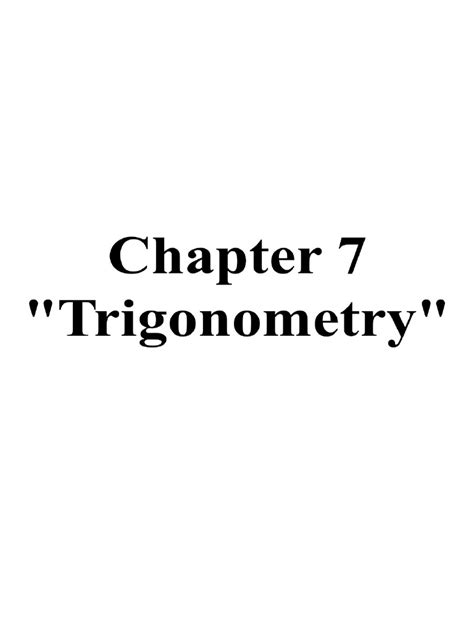 Chapter 7 Trigonometry Pdf