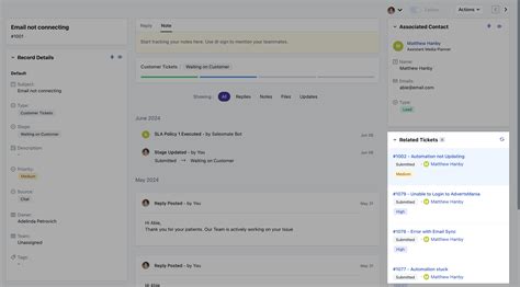 Related Ticket Widget Salesmate