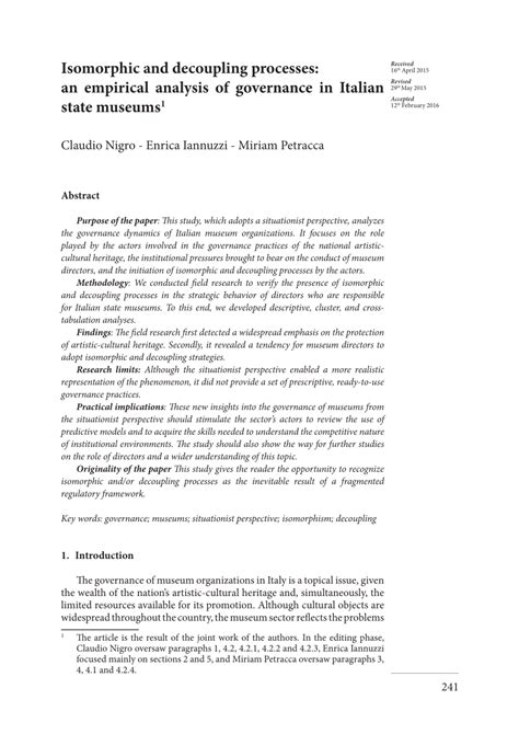 Pdf Isomorphic And Decoupling Processes An Empirical Analysis Of