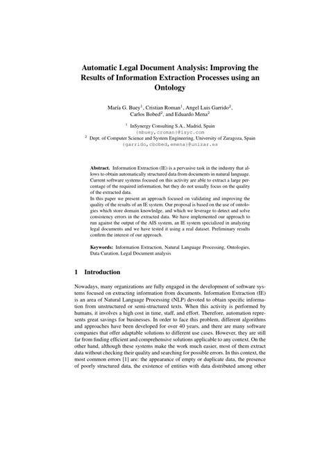 Pdf Automatic Legal Document Analysis Results Of Information