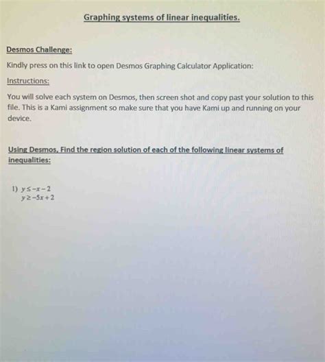 Solved Graphing Systems Of Linear Inequalities Desmos Challenge