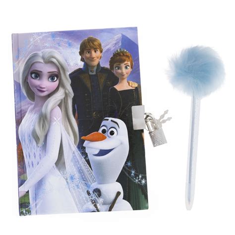 Disney Frozen 2 Purple Elsa Journal Diary With Lock For Girls And Pom Pom Pen
