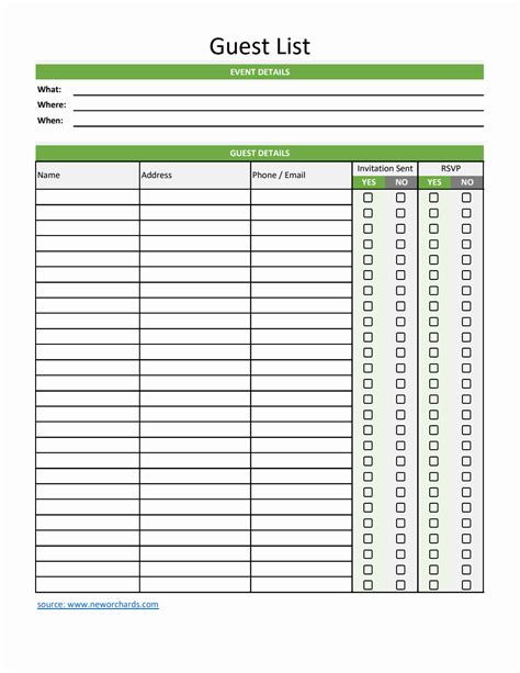 Free Excel Event Planning Templates