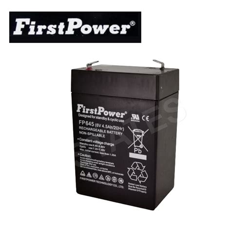 FirstPower 6V 4.5Ah Rechargeable Sealed Lead Acid Battery - FP645 ...