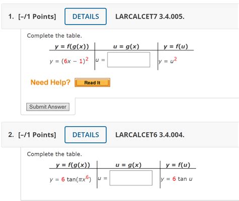 Solved Points LARCALCET Complete The Table Chegg Com