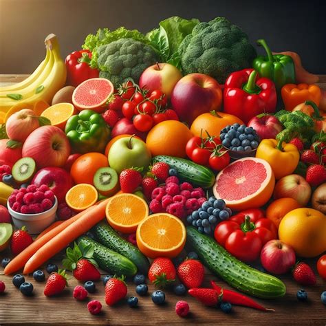 Premium Photo Real Healthy Fruits And Vegetables