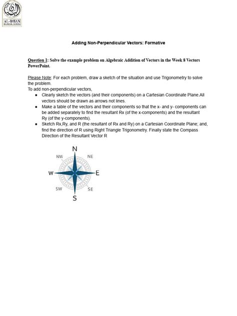Week 8 Adding Non Perpendicular Vectors Formative 4 1 Pdf Euclidean Vector Euclidean