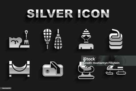 아이스하키 목표 컬링 스노모빌 스케이트 공원 겨울 운동선수 삽 스노우드리프트 스노우슈즈 아이콘을 위한 스톤을 설정합니다 벡터 검은색에 대한 스톡 벡터 아트 및 기타 이미지