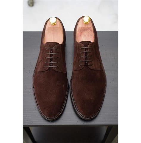 Handmade Mens Brown Suede Formal Derby Shoes Men Brown Rebelsmarket