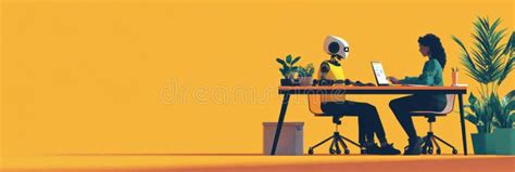 Collaboration Between A Human And A Robot On A Project At A Modern Workspace With Ample Copy