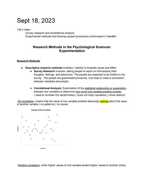 PSYC 100 Class 3 Sept 18 2023 Tdys Class Survey Research And Correlational Analysis Studocu