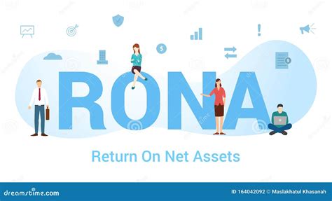 Rona Return On Net Assets Concept With Big Word Or Text And Team People With Modern Flat Style