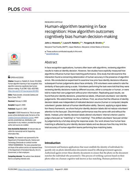 Pdf Human Algorithm Teaming In Face Recognition How Algorithm Dokumentips