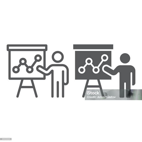 프레 젠 테이 션 및 문자 모양 아이콘 교육 및 세미나 교사 서명 벡터 그래픽 흰색 배경 Eps 10에 선형 패턴 강사에 대한 스톡 벡터 아트 및 기타 이미지 Istock
