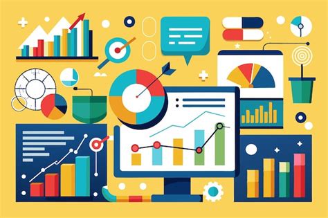 Visual Data Analysis Showcasing Various Charts And Graphs On Computer