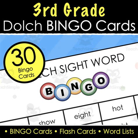 Dolch 3rd Grade Sight Word Bingo 30 Bingo Cards Flashcards And Word