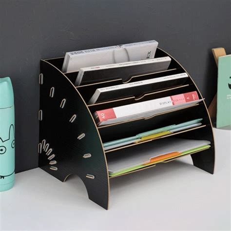 Fan Shaped Wooden Desktop File Holder Office Desk Vicedeal