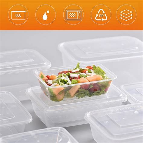 กล่องใส่อาหาร พลาสติก Pp พร้อมฝาปิด ใส่ไมโครเวฟได้ แพ็คละ 50 ชุด