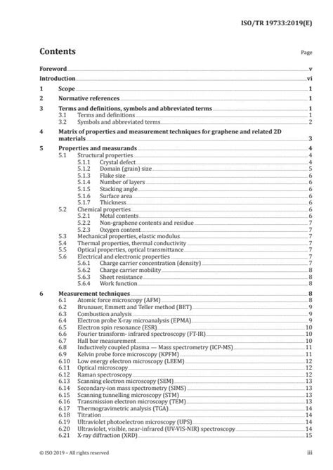 ISO TR 19733 2019 Nanotechnologies Matrix Of Properties And Measurement Techniques For Graphene