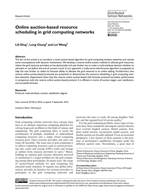 Pdf Online Auction Based Resource Scheduling In Grid Computing Networks