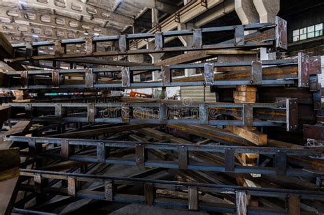 Various Metal Structures Cut In The Workshop The Factory Produces