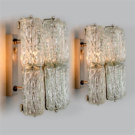 Pair Of Square Glass Wall Lights Kalmar 1970s For Sale At 1stdibs
