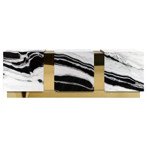 Mamaro Black White Marble Brass Credenza Avant Garde Furniture