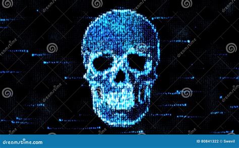 Security Concept Skull Of Binary Code Stock Illustration Illustration Of Data Digital 80841322